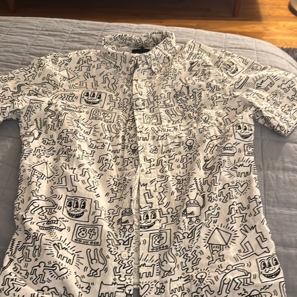 H&M | Shirts | Hm Black And White Keith Haring Button Down Shirt | Poshmark